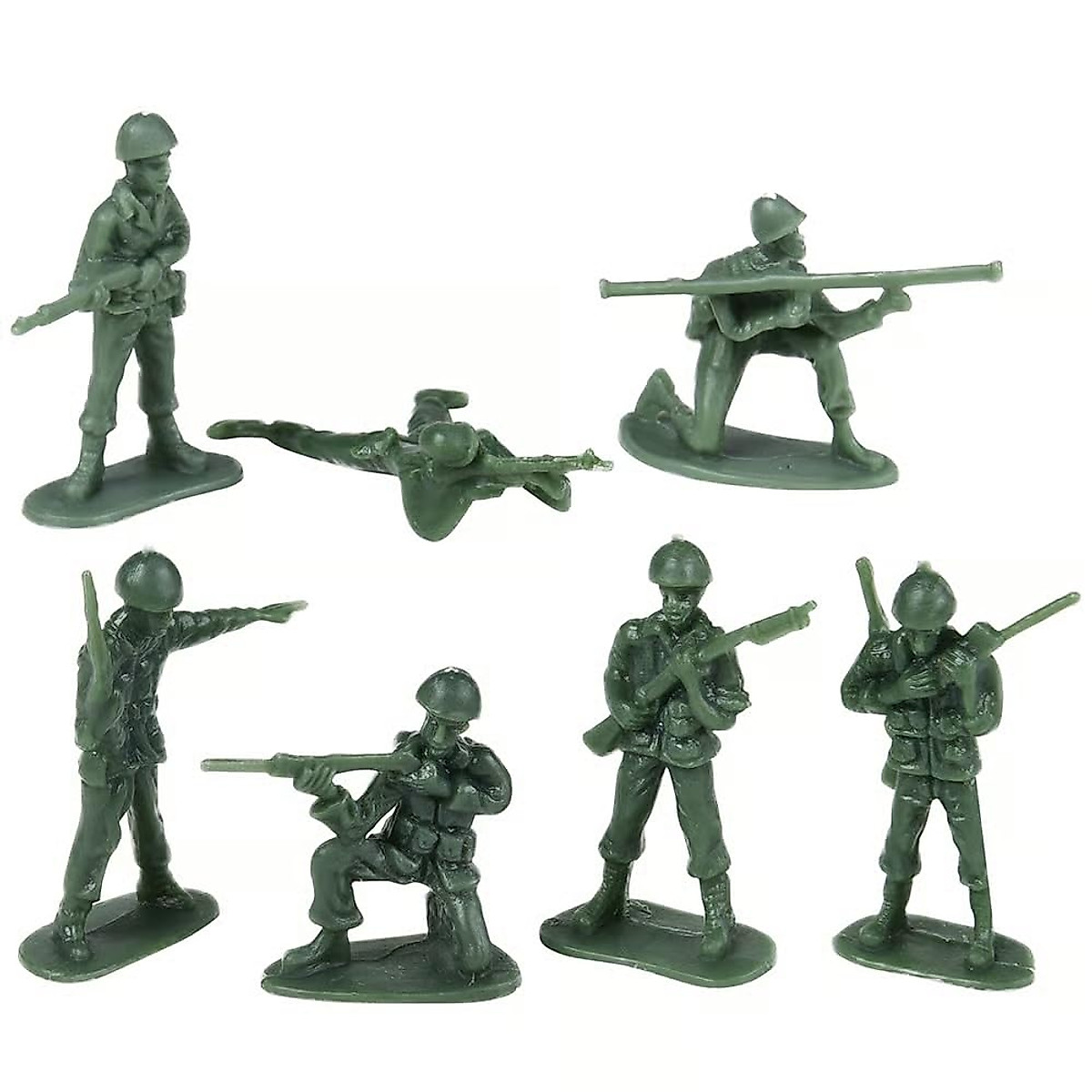 Zugar Land Classic US Army Men (36 Pieces) 2". Plastic. Green Toy Soldiers. Free Standing Designs. Great Party Favor Goodie Bag Filler. (1 Pack of 36 Army Men)