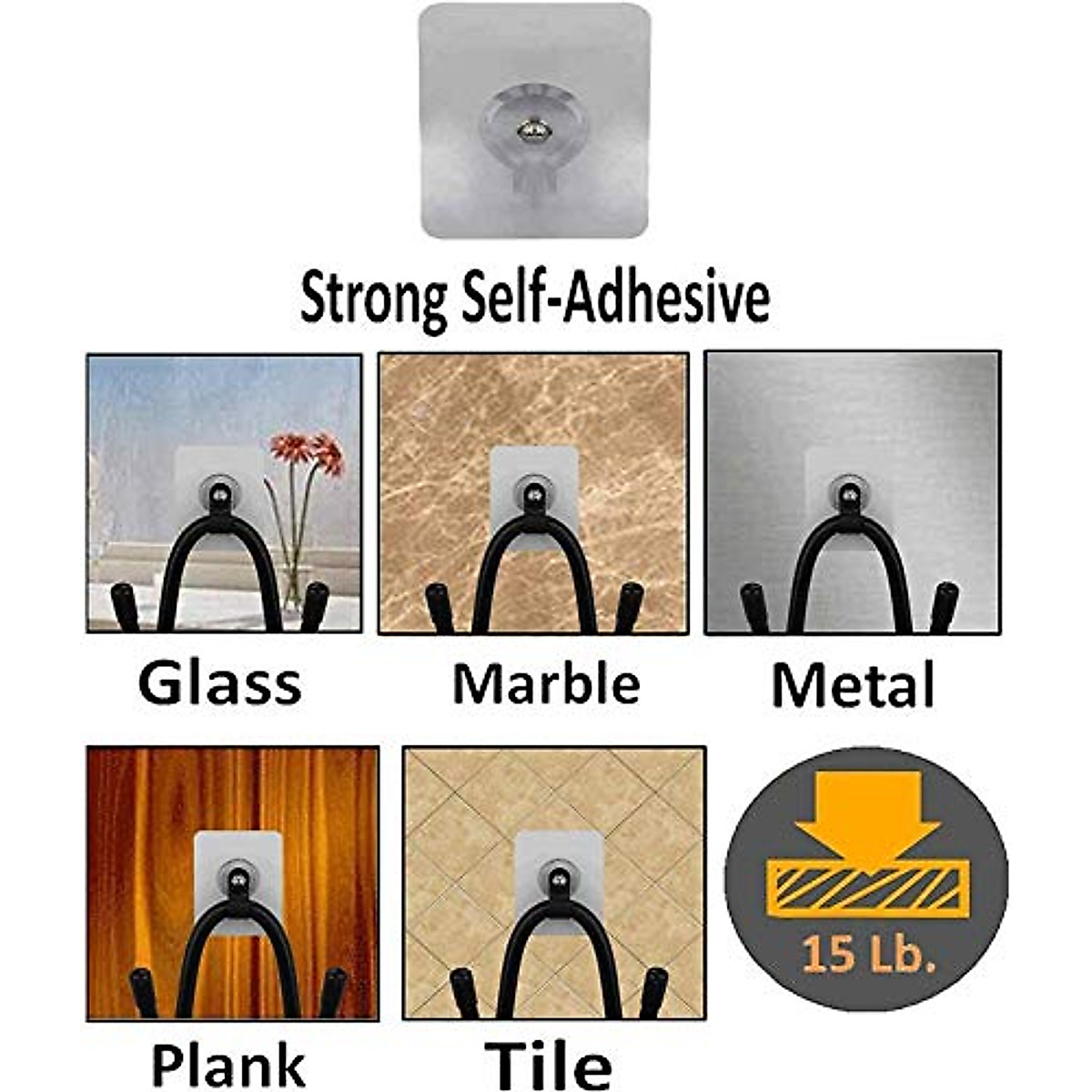 Cowboy Hat Rack Hat Holder Hat Organizer Hat Hanger Hat Wall Mount - Adhesive Metal Hooks - Easy to install - 4 Pack - No Hat