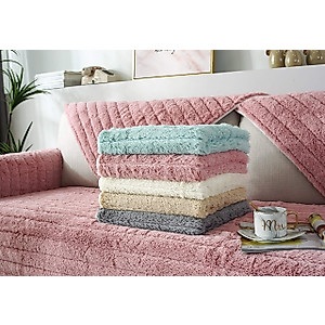 SINCERE Custom Size Plush Bay Window Seat Mats, Sofa Slipcovers, Area Rug Pads, Thickened Non-Slip Couch/Bench Seat Covers Indoor, Window Sill Tatami Rugs (Creamy-White, 28x71 inch)