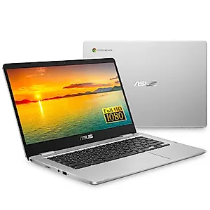 ASUS Flagship Chromebook 14 FHD Student Laptop, Intel Celeron N4020 Up to 2.8GHz, 4GB RAM, 192GB Storage (64GB eMMC+128GB MSD Card), Wi-Fi, Webcam, Bluetooth, Zoom Meeting, 10 Hours Battery, Chrome OS