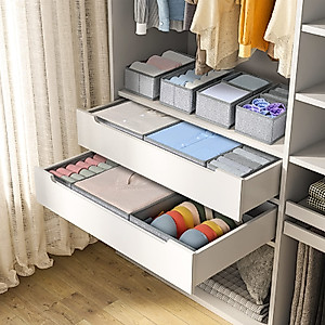 DIMJ Drawer Organizers Cloths, Closet Underwear Organizer, 12 Packs Foldable Closet Organizers, Sock Drawer Organizer, Fabric Dresser Drawer Dividers for Clothes Underwear Bras Socks. (Blended)