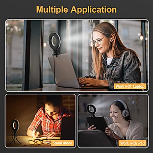 Ring Light for Laptop Computer, Ruyilam Video Conference Lighting Kit with Clip and Tripod, Desktop PC Selfie Dimmable Light with Stand Ring Light for Live Streaming, Video Recording, Makeup