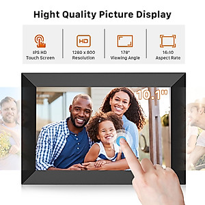 FANGOR 10.1 Inch WiFi Digital Picture Frame 1280x800 HD IPS Touch Screen, Electronic Smart Photo Frame with 32GB Storage, Auto-Rotate, Instantly Share Photos/Videos via Uhale App from Anywhere