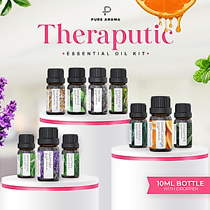 Essential Oils by Ultimate Aroma 100% Pure Therapeutic Grade Oils kit- Top Aromatherapy Oils Gift Set- Each Bottle 10ML