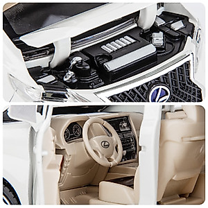 WAKAKAC Alloy Diecast Model Car 1/24 Lexus LM300 Pull Back Collectible Toy Car with Light and Sound Toy Vehicle for Kids Children Gift (White)