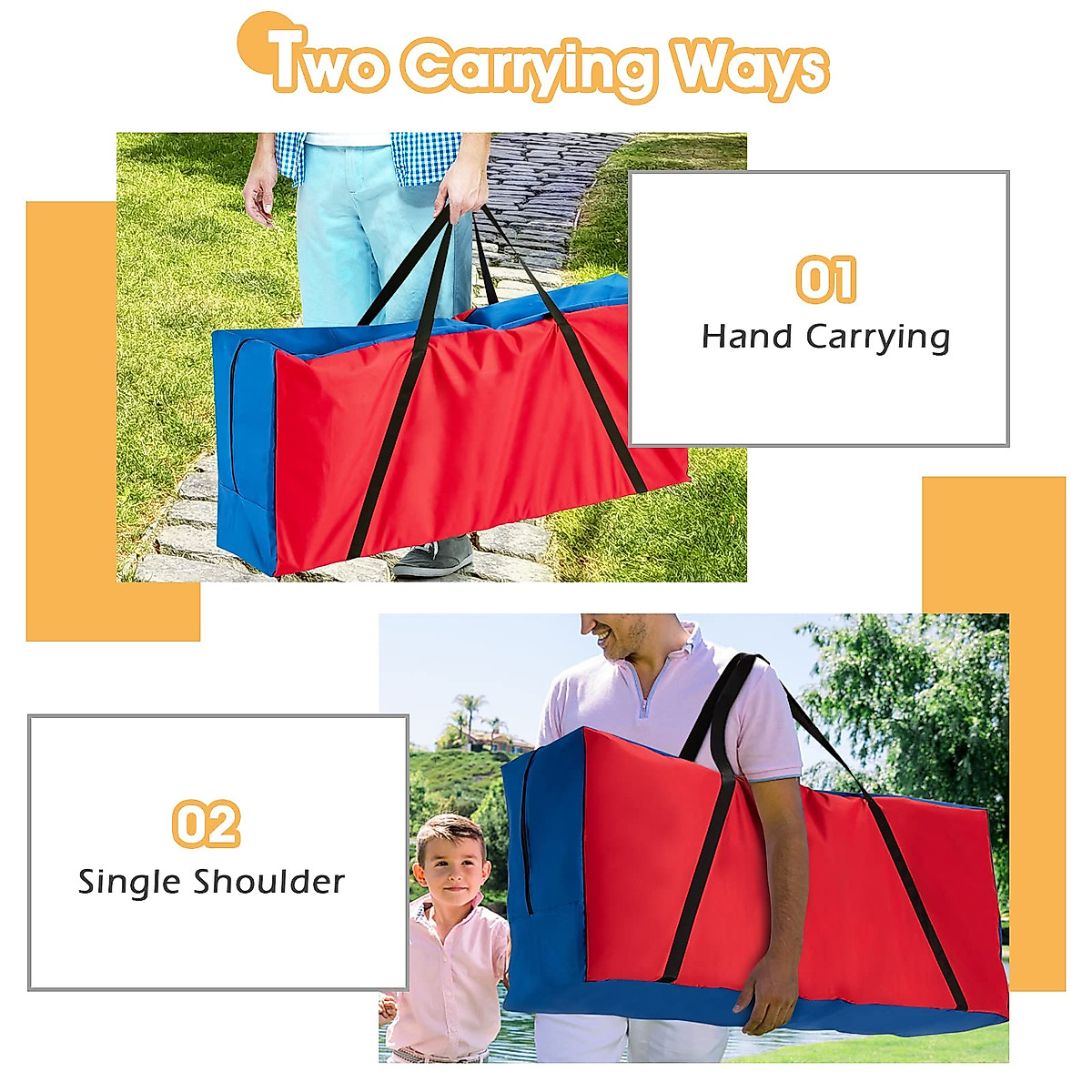 COSTWAY Giant 4 in A Row Carrying Bag, Storage Bag for Jumbo 4-to-Score Giant Game Set (Game Set Not Included), Carrying Bag for Giant 4 in a Row Connect Game with Ergonomic Handle & Durable Zipper