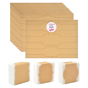 120 Pack Brown Kraft Soap Labels Stickers Soap Labels Soap Packaging Paper Wrap for Homemade Soap Soap Label Packaging Brown Kraft Soap Labels Soap Wrappers for Homemade Soap Packaging Supplies