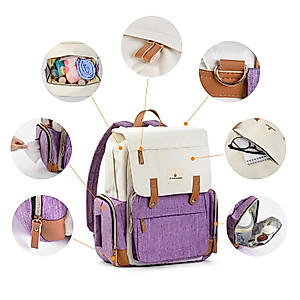 Ramhorn Diaper Bag Multifunction Travel Backpacks for Mom with Insulated Pockets and Laptop Compartment, purple