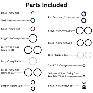 Kit King - Works with Yamaha Tilt Trim Showa Motor Seal Kit 1997 & Up 115225FS Fast Strike Power Trim Tilt, 115HP 150HP 175HP 200HP (Some 225HP 250HP) Showa, 63P-43800-00-4D 64E-43822 and More O-Ring