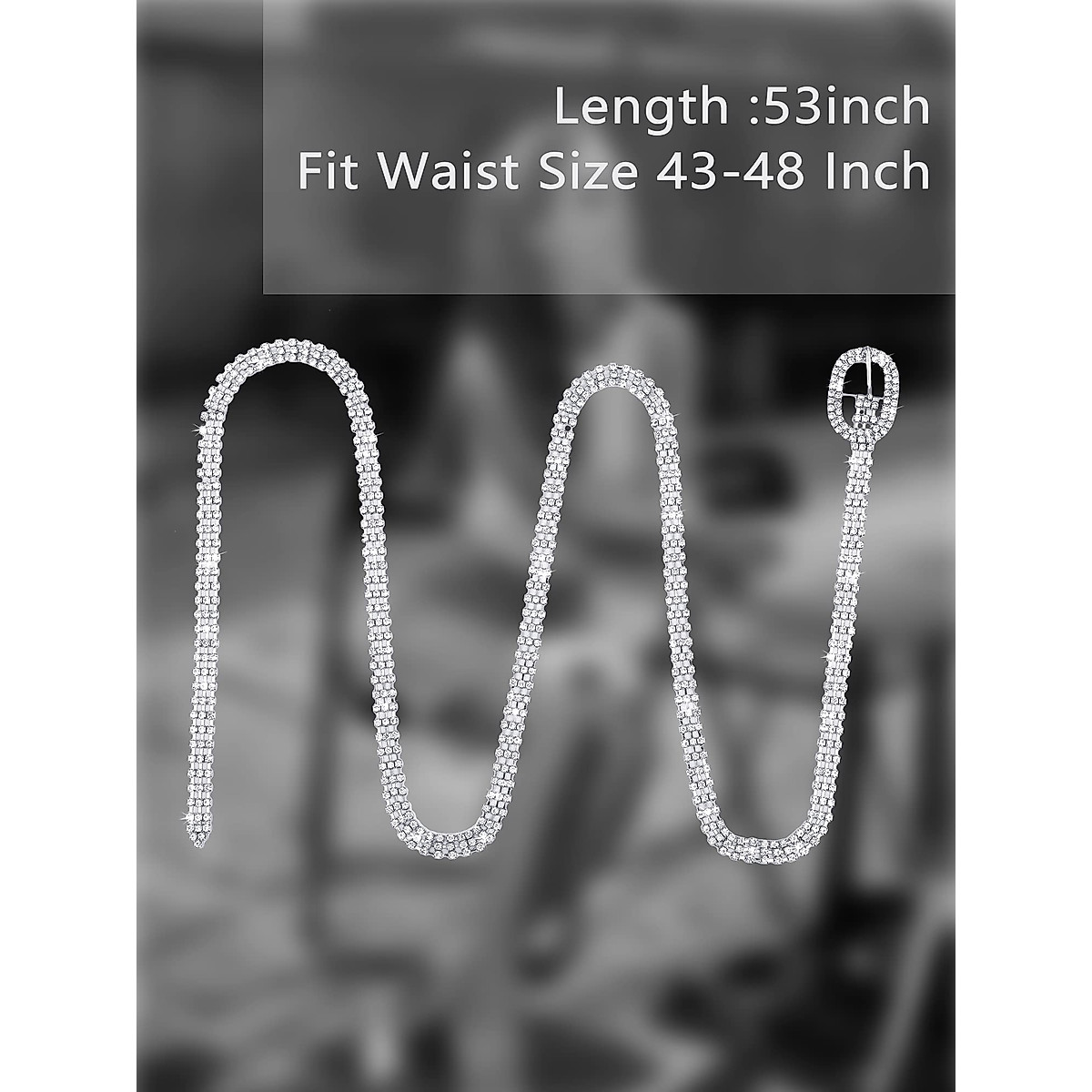 Geyoga 2 Pieces Women Rhinestone Belt for Dress Crystal Diamond Waist Belt Shiny Rhinestone Wide Waist Belt Ladies Belt (Silver,Medium, Fit Waist Size 27-34 Inch)