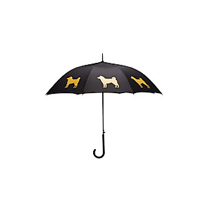 The San Francisco Umbrella Company - Premium Shiba Inu Rain Umbrella (Gold on Black) - Strong, Durable, Windproof & Resistant With Fiberglass Ribs Stick Umbrella