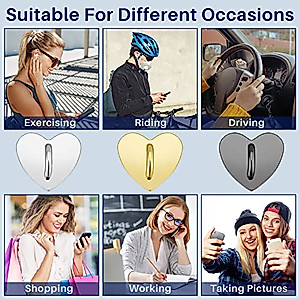 Moxweyeni 6 Pcs Cell Phone Ring Holder Stand Phone Ring Holder Adhesive Metal Phone Finger Grip Universal Ring Holder for Cell Phone Tablet, Sticky Phone Charms Accessories (Heart Shaped)