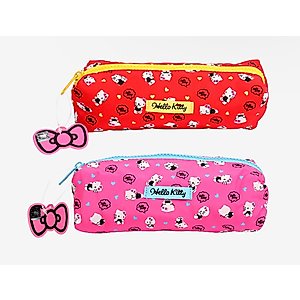 Bandal & Neoul Kitty's Pink & Red Writing Instrument Pouch with Bold Zipper (Pink)
