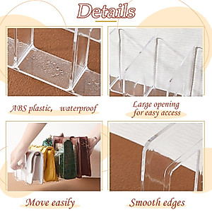 Taiyin Purse Handbag Organizer Clear Plastic Bag Organizer for Closet 13 x 6 x 5 Inches 4 Sections Shelf Divider Closet Organizers and Storage File Sorter Stand Holder Bookshelf(2 Pcs)