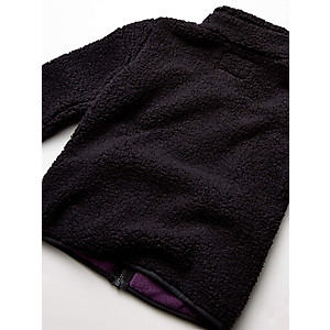 Amazon Essentials Girls' Sherpa Fleece Full-Zip Jacket, Black, Medium