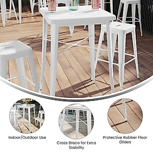 Flash Furniture Aaron Commercial Grade 23.75" Square White Metal Indoor-Outdoor Bar Height Table