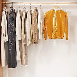 10Pcs Dry Cleaner Bags Plastic Clear Bags,Transparent Dust Cover Hung Garment Bags for Hanging Clothes Suit Dress Jacket Cover for Dry Cleaner Store, Home Closet Storage,Travel-24 x 35 Inch