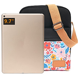 Leaper Girls Crossbody Purses 2 PCS Floral Messenger Bag Canvas Crossbody Bag and Purse Set for Women Floral Black