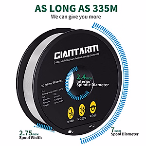 GIANTARM Transparent Clear PLA 3D Printer Filament 1kg(2.2lbs) Spool,1.75mm Dimensional Accuracy +/- 0.02mm, Vacuum Packaging, Fit for Most 3D Printer in Market