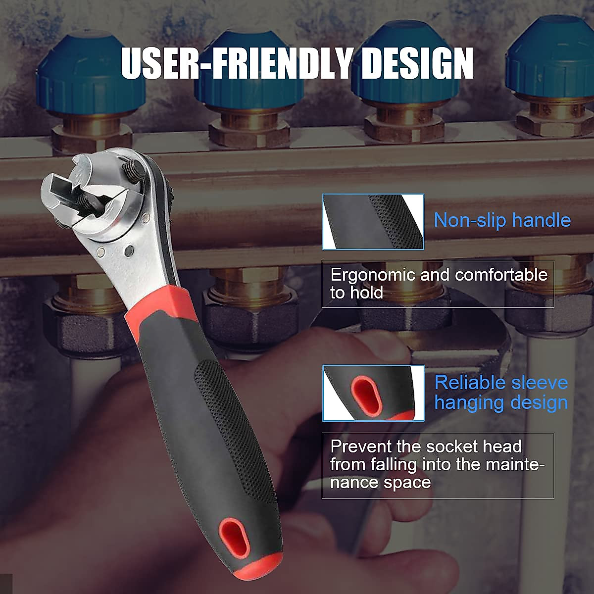 CMTOOL Adjustable Ratchet Wrench Universal Adjustable Socket Wrench for 6-22mm Screw Adjustable Ratcheting Wrench Set Small Large Wrench Kit Hand Tool Locking Adjustable Wrench with Non-slip Handle