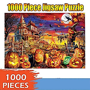 Halloween Jigsaw Puzzle for 1000 Piece,Halloween Horror Pumpkin-Art DIY Leisure Game Fun Toy,Challenge The Pumpkin Castle,Adults Teens Kids Large Puzzle Game Toys Gift
