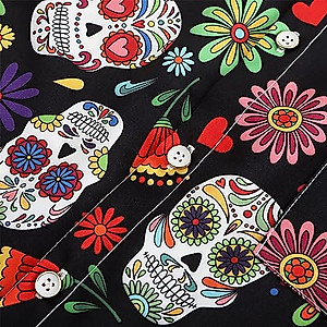 KYKU Sugar Skulls Shirts for Men Graphic Button Up Shirt, Colourful, X-Large