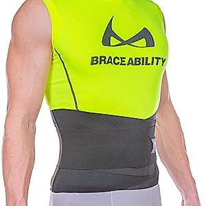 BraceAbility Elastic & Neoprene Compression Back Brace | Lumbar, Waist and Hip Support Belt for Sciatica Nerve Pain, Low Back Ache & Pain Relief while Sleeping, Working, Exercising, Walking (Large)