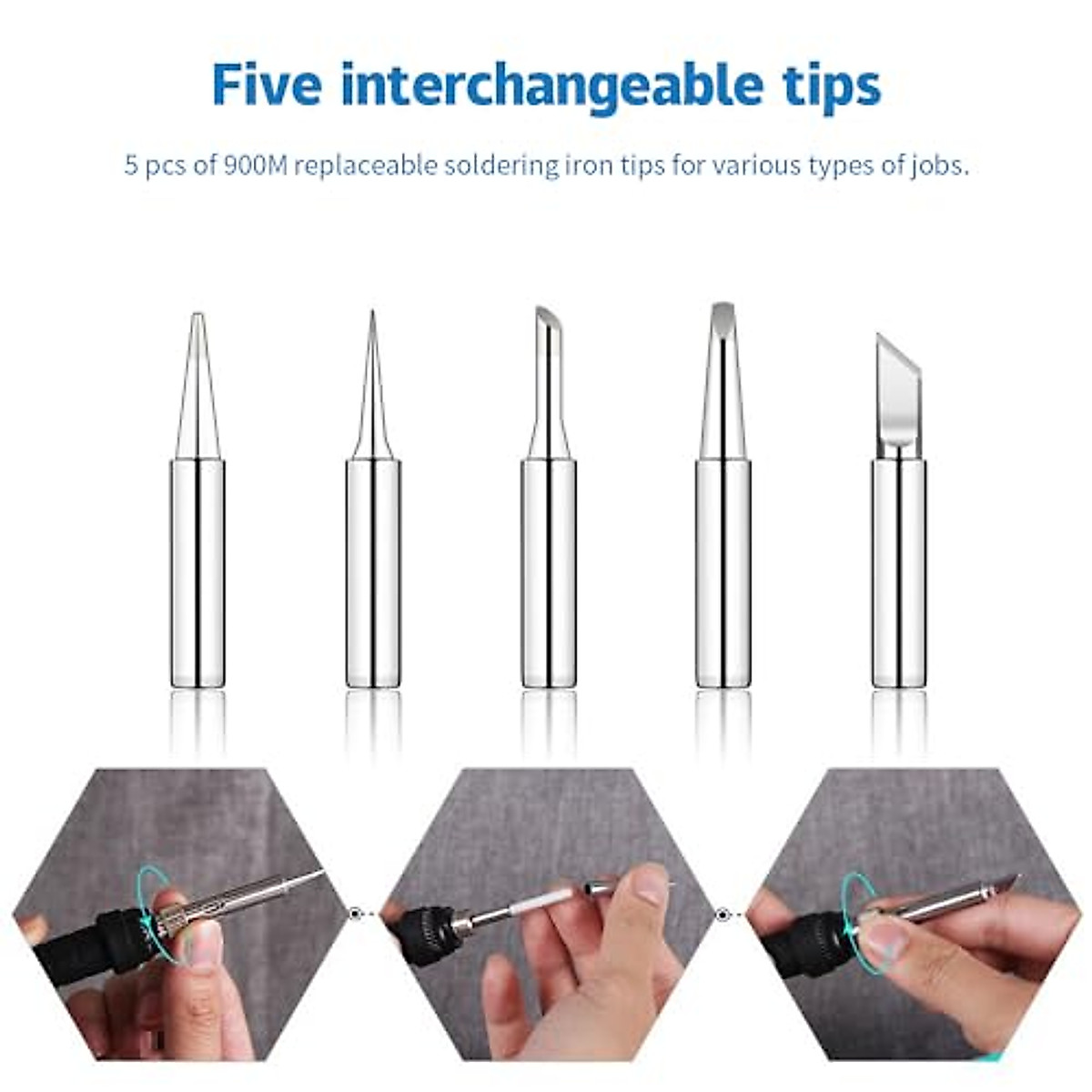 LDK Soldering Iron Kit Electronics, [Upgraded] Full Set 60W 110V Adjustable Temperature Welding Tool with 5pcs Different Tips, Stand, Tweezers, Sponge, Flux Pen, Solder Wire and User Manual