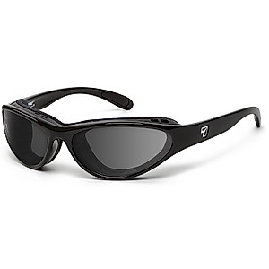 7eye Viento Wind Blocking Sunglasses, Glossy Black, Gray Lenses