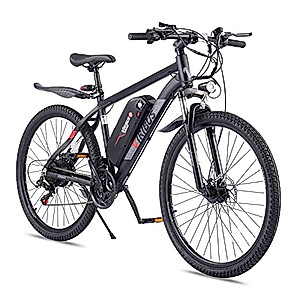 Viribus Electric Bike, 26 inch Electric Mountain Bike for Adults with Throttle, 21 Speed Electric Bicycle, 25 mph E Bike with 48V Removable Battery, Disk Brakes, Adjustable Seat, eBike Men Women