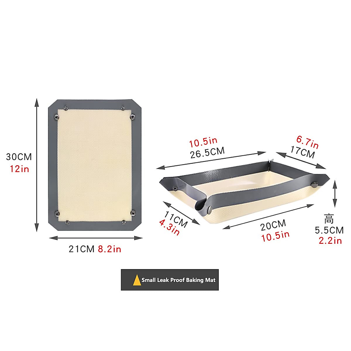 Silicone Baking Mat Eclair Baking Mat Leak Proof silicone baking mat - 4 Sheets Reusable Food Baking Mat for Non-Stick Bakeware Mats Oven Liner for Making Macaron, Pizza, Cookie, Pastry, Bread