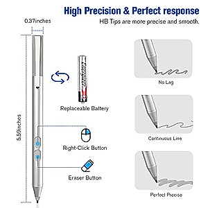 Pen Stylus for Surface Pro 9/8/X/7+/6/5/4/3/Surface 3, Surface Go 3/2/1, Surface Laptop/Studio/Book 4/3/2/1 with Palm Rejection, 1024 Levels Pressure, 2500h Working Hours