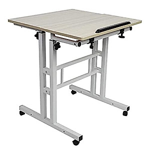 Home Office Desks PC Table Removable Adjustable Laptop Desk Foldable Learning Writing Desk with Double Desktop Home Office Workstation with Wheels Bedside Table Sofa Table Writing Work Desk ( Color :