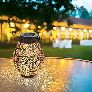 Solar Lanterns Outdoor Hanging Lights Waterproof for Garden Patio Decor, Warm White Solar-Powered Led Lamp