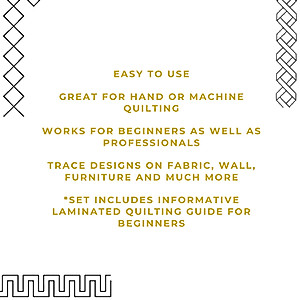 Quilting Creations Stencils for Machine and Hand Quilting - 3 Quilting Stencils for Border Patterns | Border, Lattice Border, Bobbie’s Blocks Plastic Quilt Stencil Set with Guide