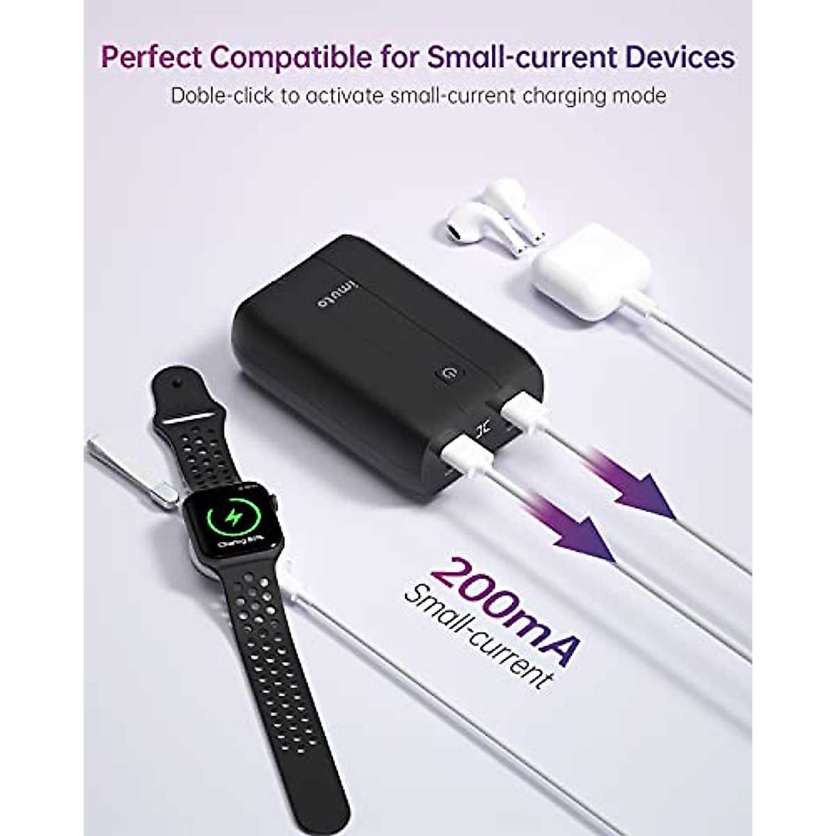 imuto 100W Laptop Power Bank,27000mAh USB C Power Delivery Portable Charger with Dual USB-C PD (100W&60W) & 2 USB-A (15W&QC3.0 18W) Battery Pack for MacBook Air/Pro, HP, Dell, Lenovo,Steam Deck,Tablet