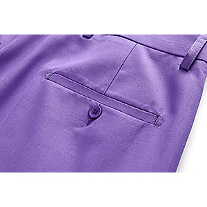 Mens Pants Slim Fit Solid Color Skinny Trousers Classic Dress Business Wedding Suit Pants US Size 32 Lavender