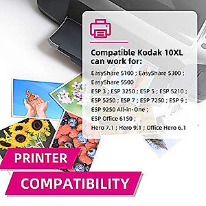 Intactech Compatible Kodak 10XL 10B 10C Combo Ink Cartridges Work for Kodak ESP 3 7 9 3250 5250 9250 Office 6150 EASYSHARE 5100 5300 5500 Hero 7.1 9.1 6.1 Printer (5 Black, 3 Color)