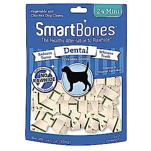Smartbones SBD-00222 Rawhide-Free Dental Dog Chew, Vegetable & Chicken Dog Chew,Mini | 24 Count