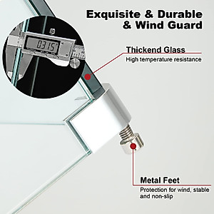 GYUTEI Fire Pit Wind Guard, 33"x 15"x 5" Fire Pit Glass Wind Guard 0.39 Inch Clear Tempered Glass Flame Shield with Hard Aluminum Corner Bracket for Rectangular Outdoor Fire Pit