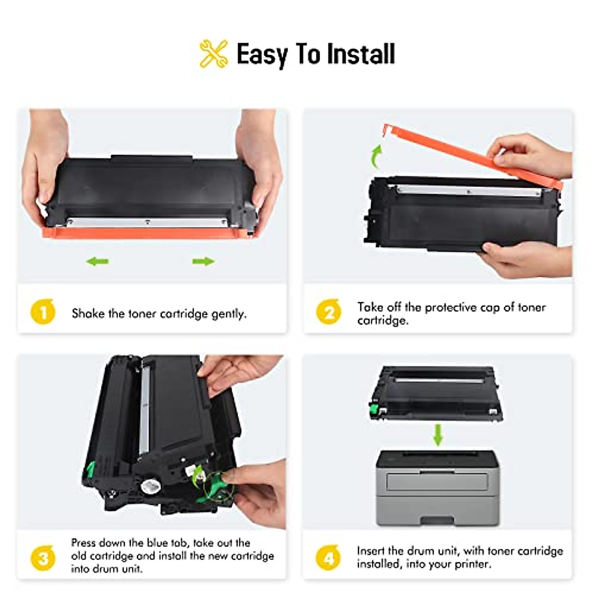 Toner Bank Compatible Toner Cartridge Replacement for Brother TN660 TN630 TN 660 630 TN-660 TN-630 HL-L2380DW MFC-L2700DW HL-L2300D HL-L2320D HL-L2340DW L2540DW Printer High Yield Ink (Black, 4-Pack)
