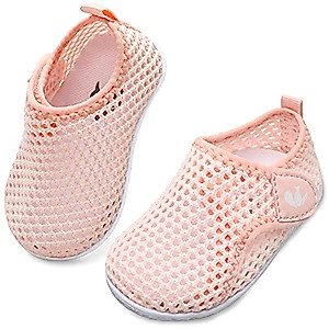 JIASUQI Babys Girls Boys Comfort Walking Water Shoes for Outdoor Swimming River Mesh Pink 12-18 Months