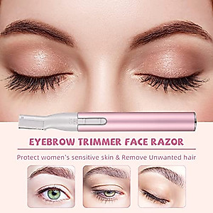 2 Pieces Electric Eyebrow Trimmer Women Precision Face Razors Mini Shaver Battery Operated Small Facial Hair Remover with Comb Personal Epilator for Face Neck Fuzz Lips Body Arms Leg (Pink, Black)