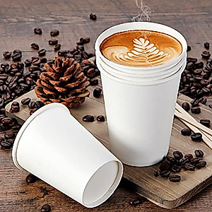 Kindpack Disposable White Paper Coffee Cups - [210 Pack 12 oz] Hot/Cold Beverage Drinking Cup for Water, Espresso, Coffee or Tea, To Go Reusable Cup Great for Office Party Home