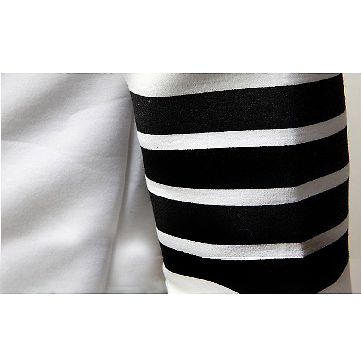 ZUEVI Men's Casual Striped Drawstring Hooded And Zipper Closure Hoodies Slim Fit Lightweight Sweatshirt(WHITE-M)