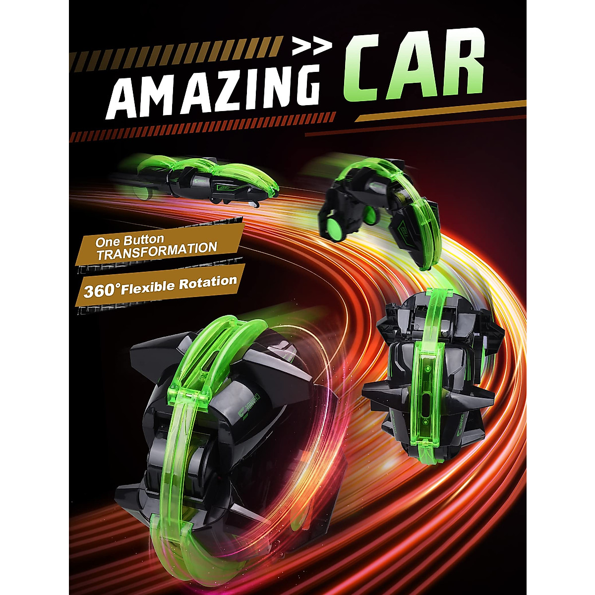 Remote Control Car，Rc Stunt Snake 360° Roll Rotation Transforming Toy，With 2.4Ghz High Frequency Controller Birthday Christmas For Girls Boys Cool Stuff Toys drift stunt remote control car (green)