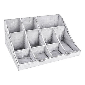 Vencer Wooden Coffee Station Organizer with 10 Compartment Condiment Holder,Farmhouse Coffee and Tea Bar Decor for Home,VTO-020