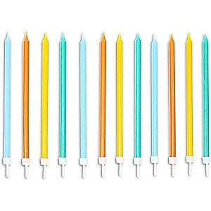 3D Dinosaur Cake Topper with Thin Candles in Holders (18-Pack)