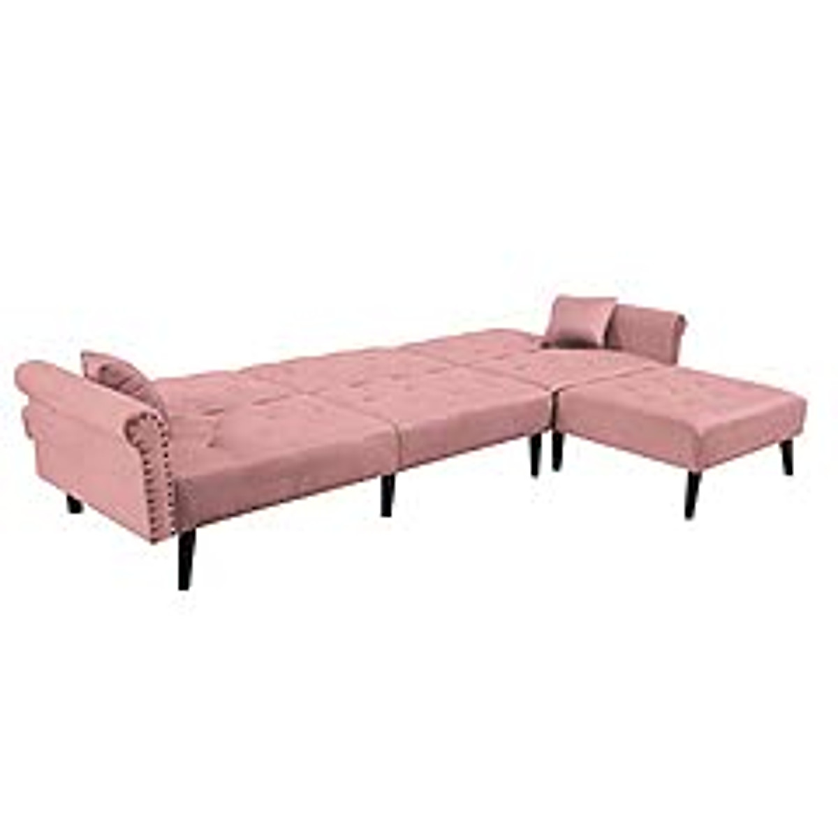 Convertible Sofa Bed Sleeper Pink Velvet