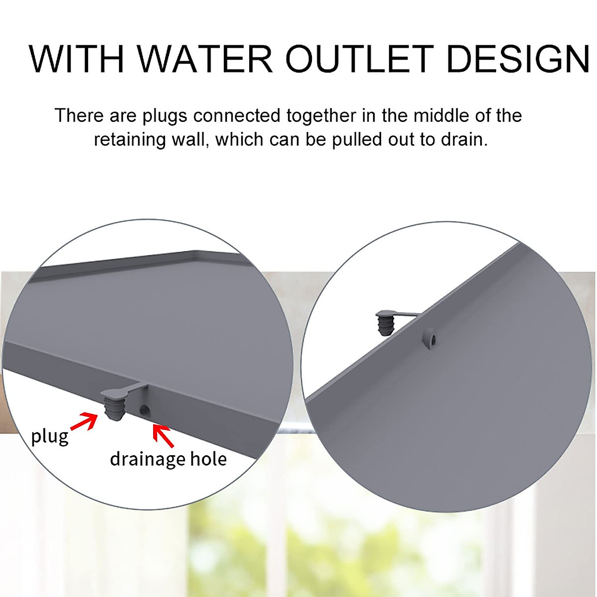 Under Sink Mat, 34"x22" Silicone Under Sink Mat for Kitchen, High Capacity Waterproof Under Bathroom Sink Mat, Side Water Leakage More Convenient